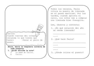 LECTURA COMPRENSIVA. PARA NIÑOS DE PRIMARIA | DOCX