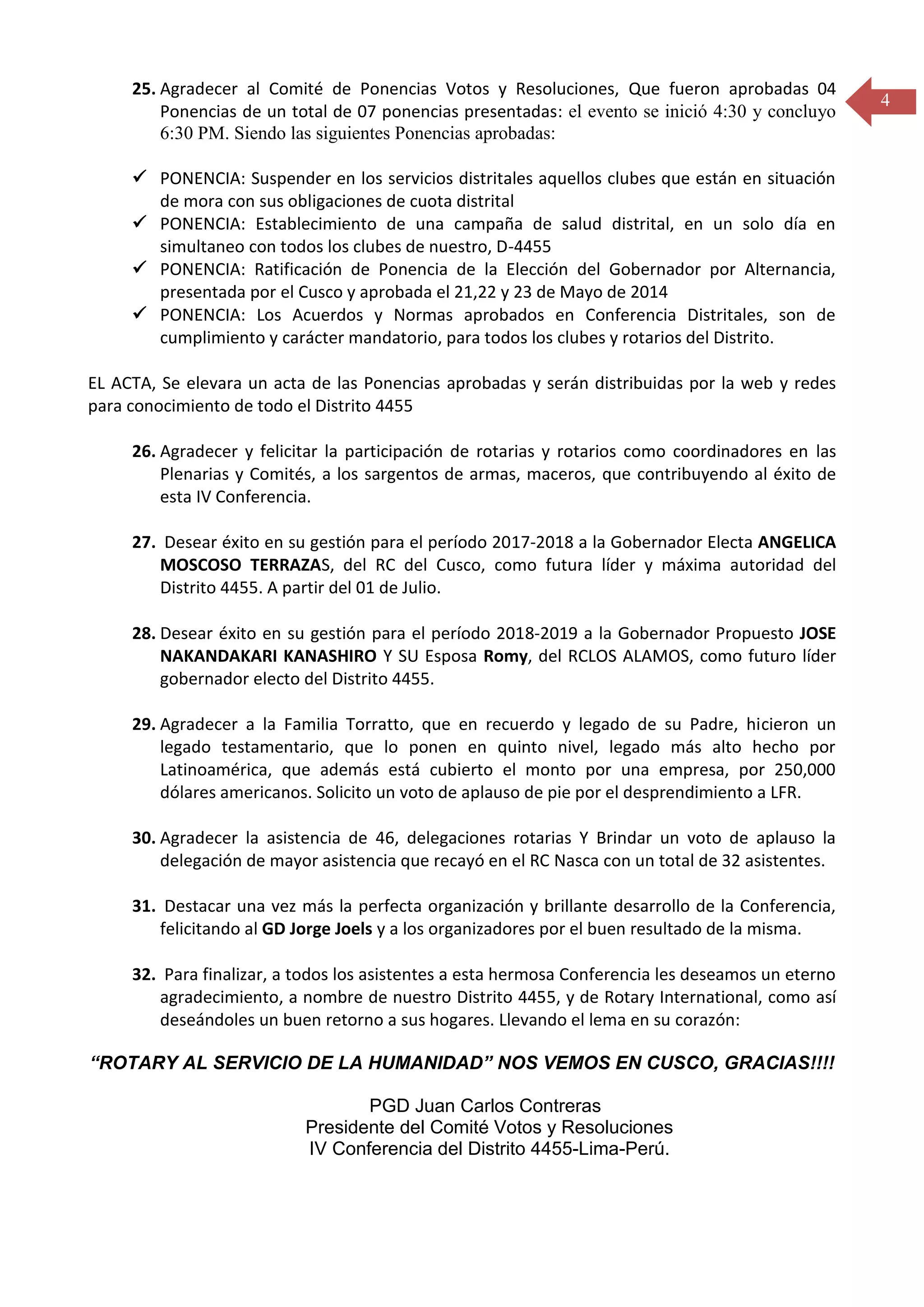 Lectura de acta de votos y resoluciones resumen lima-2017 | PDF