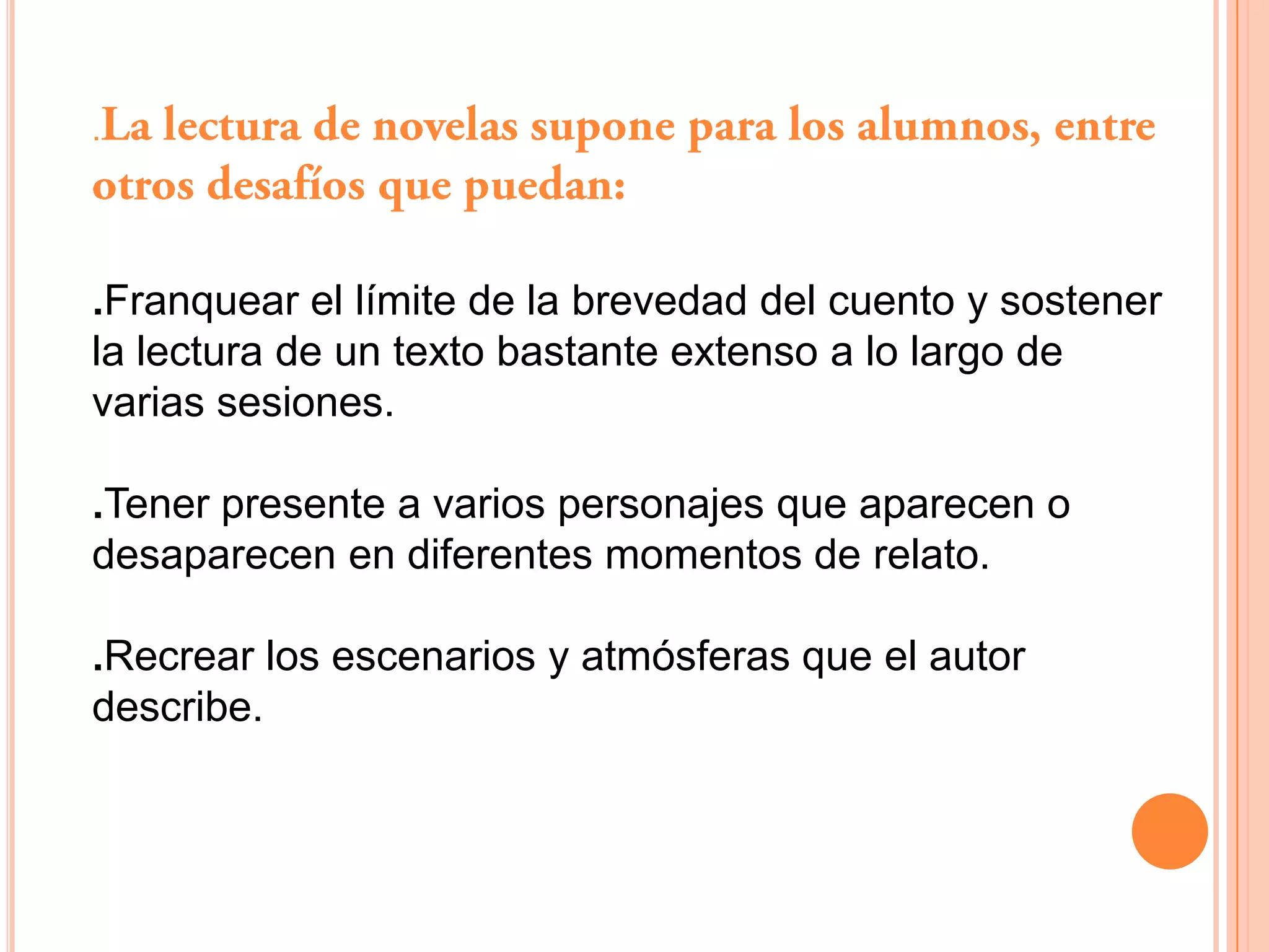 Lectura de novelas como actividad escolar | PPTX