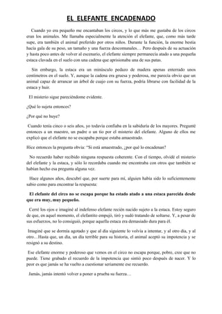 LECTURA: "EL ELEFANTE ENCADENADO" | PDF