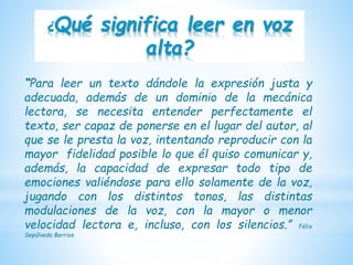 Lectura en voz alta .diapositivas | PPTX