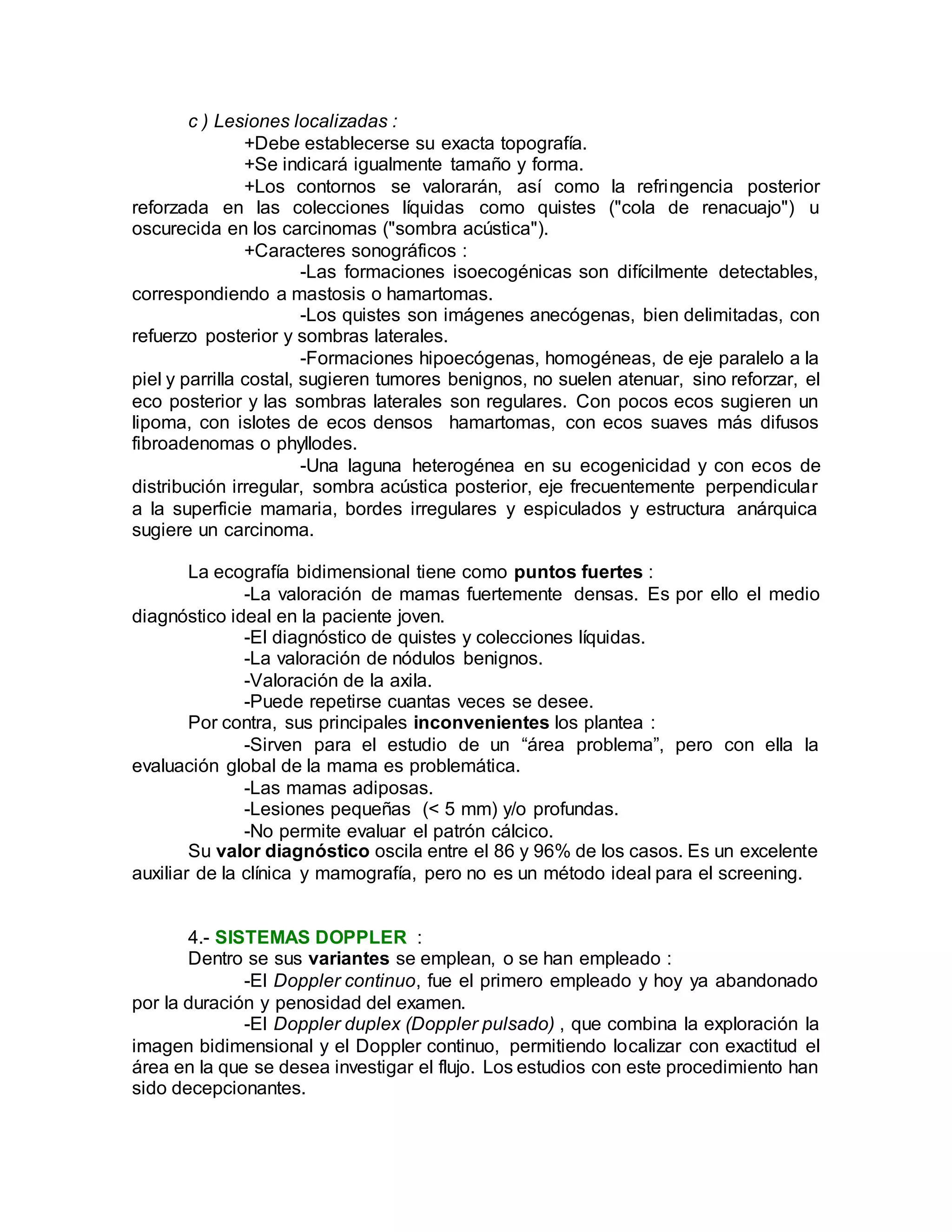 Lectura estudios de imagen en la evaluacion de las mamas | DOCX