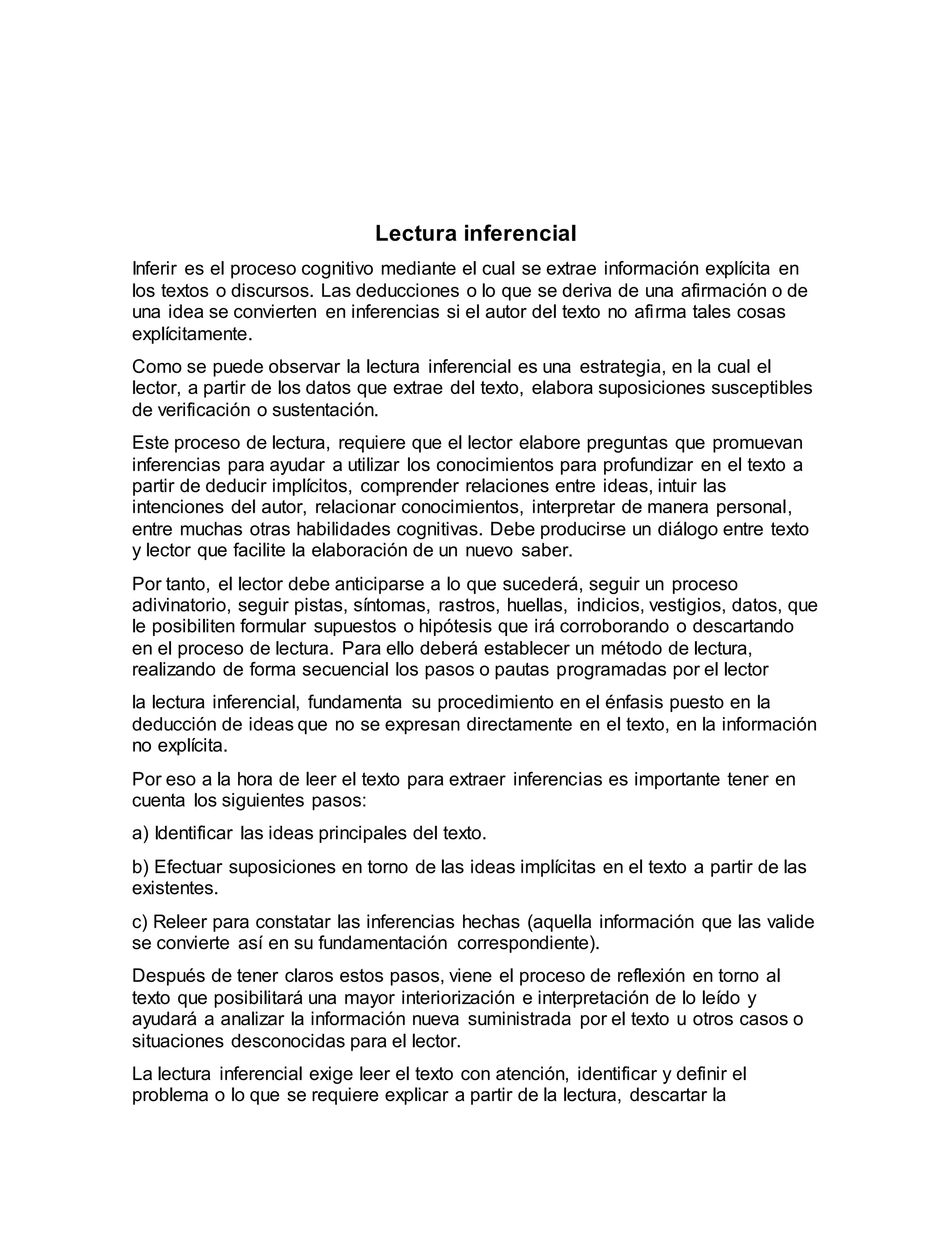 Lectura inferencial | DOCX