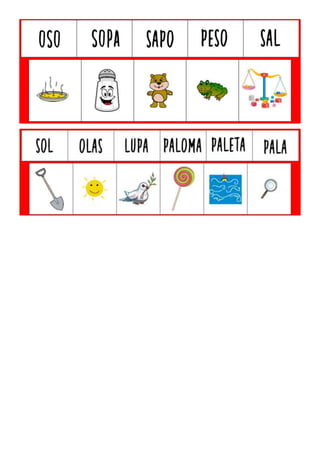 Lectura palabras con m p l s 1º grado | PDF