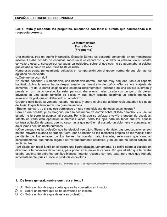 Lecturas con preguntas y respuestas 3º secundaria | PDF