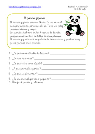 Lecturas de animales. Nivel 1 | PDF