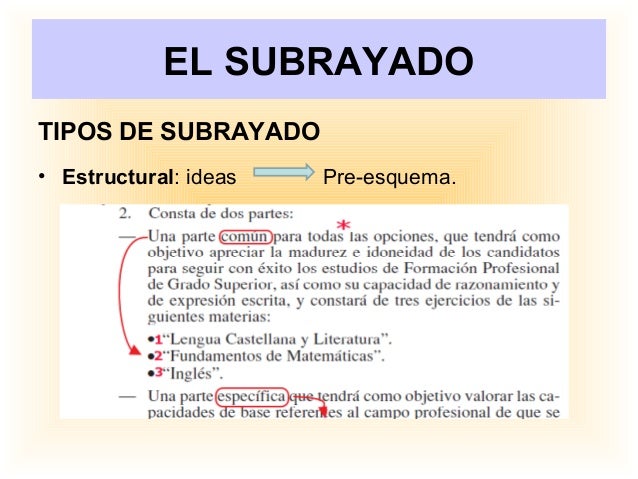 Lectura, subrayado y esquema