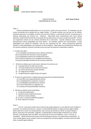 Comprensiòn de lectura | DOC