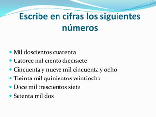 Lectura y escritura de cantidades | PDF