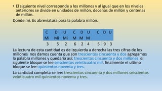 Lectura y escritura de números naturales hasta billones | PPTX