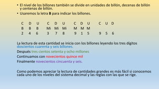 Lectura y escritura de números naturales hasta billones | PPTX
