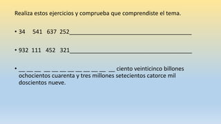 Lectura y escritura de números naturales hasta billones | PPTX