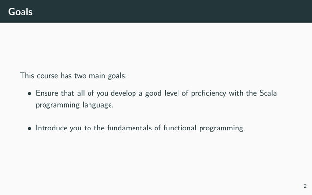 Programming In Scala Lecture One Ppt