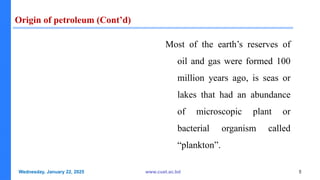 Lecture note on petroleum geology Generation and Migration of petroleum ...