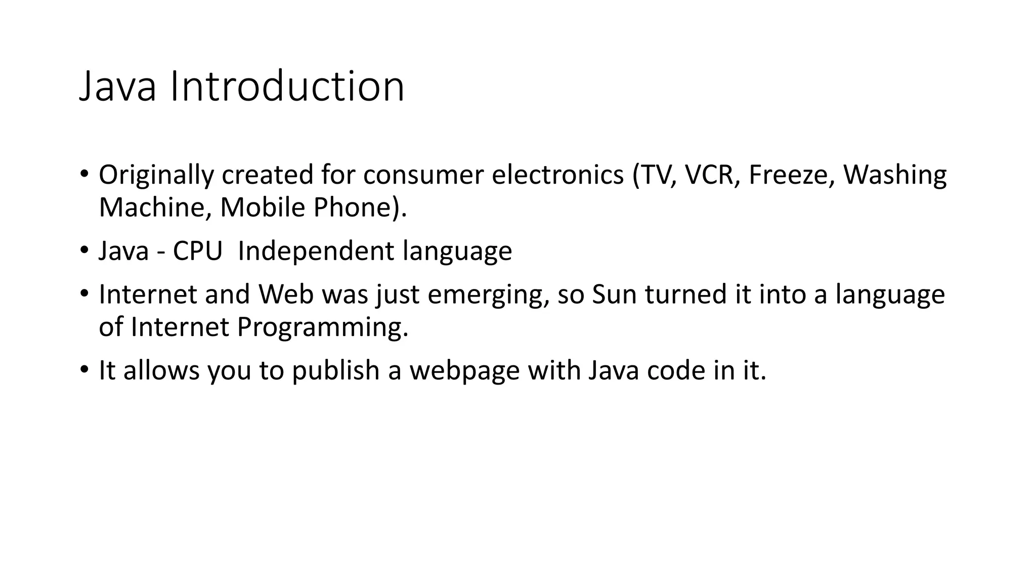Lecture-01 _Java Introduction CS 441 Fast | PPT