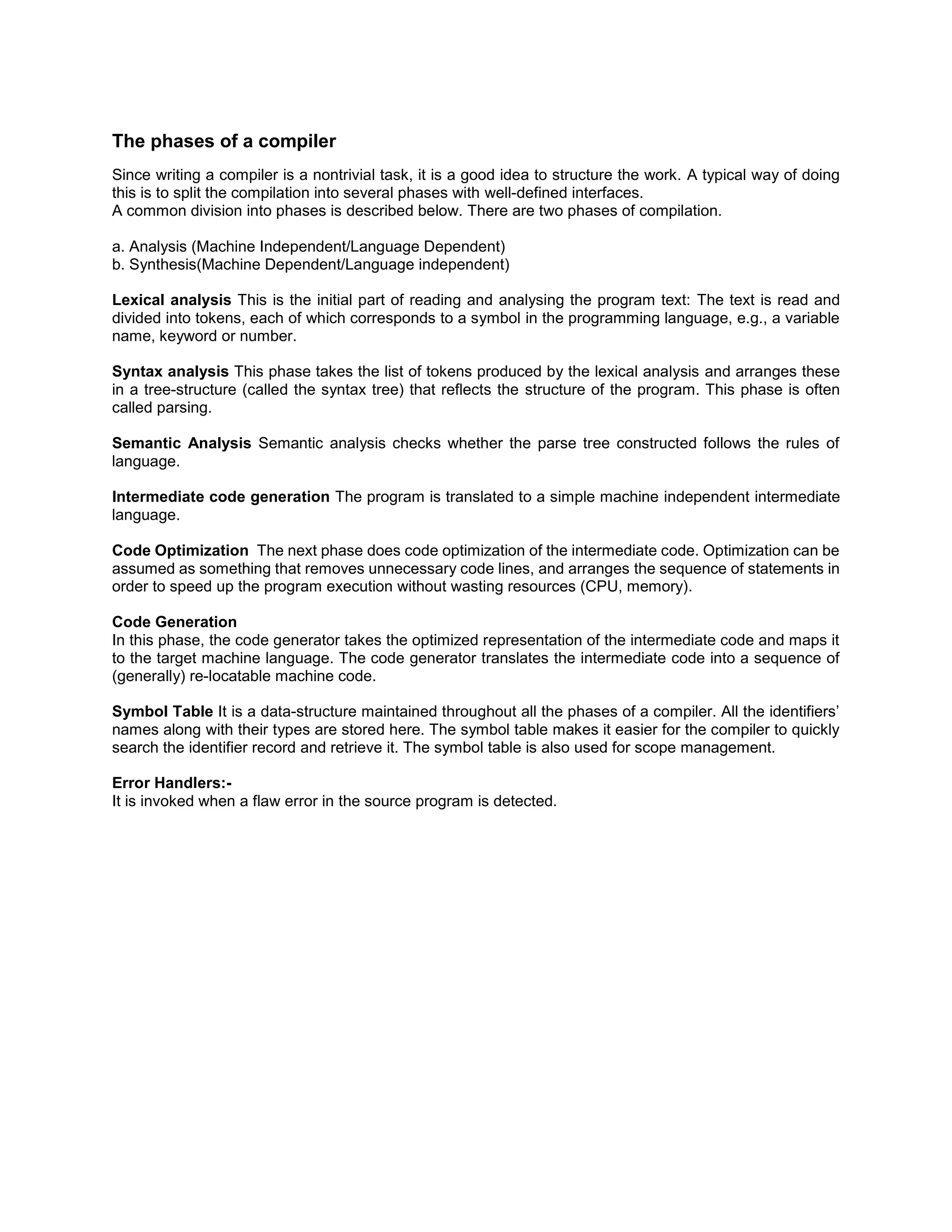 Phases of Compiler | PDF