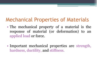 Mechanical Properties of Materials | PPT