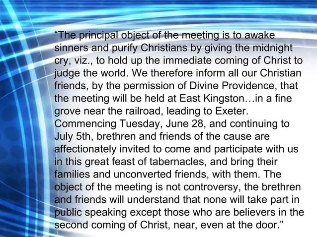 Lecture 02: The Millerites | PPT | Christianity | Religion & Spirituality