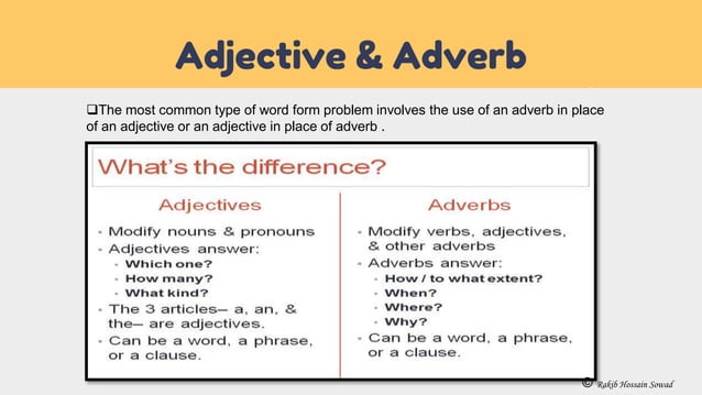 Important grammar rules of adjective and adverb | PPT