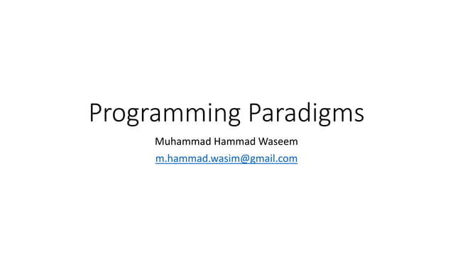[OOP - Lec 03] Programming Paradigms | PPTX