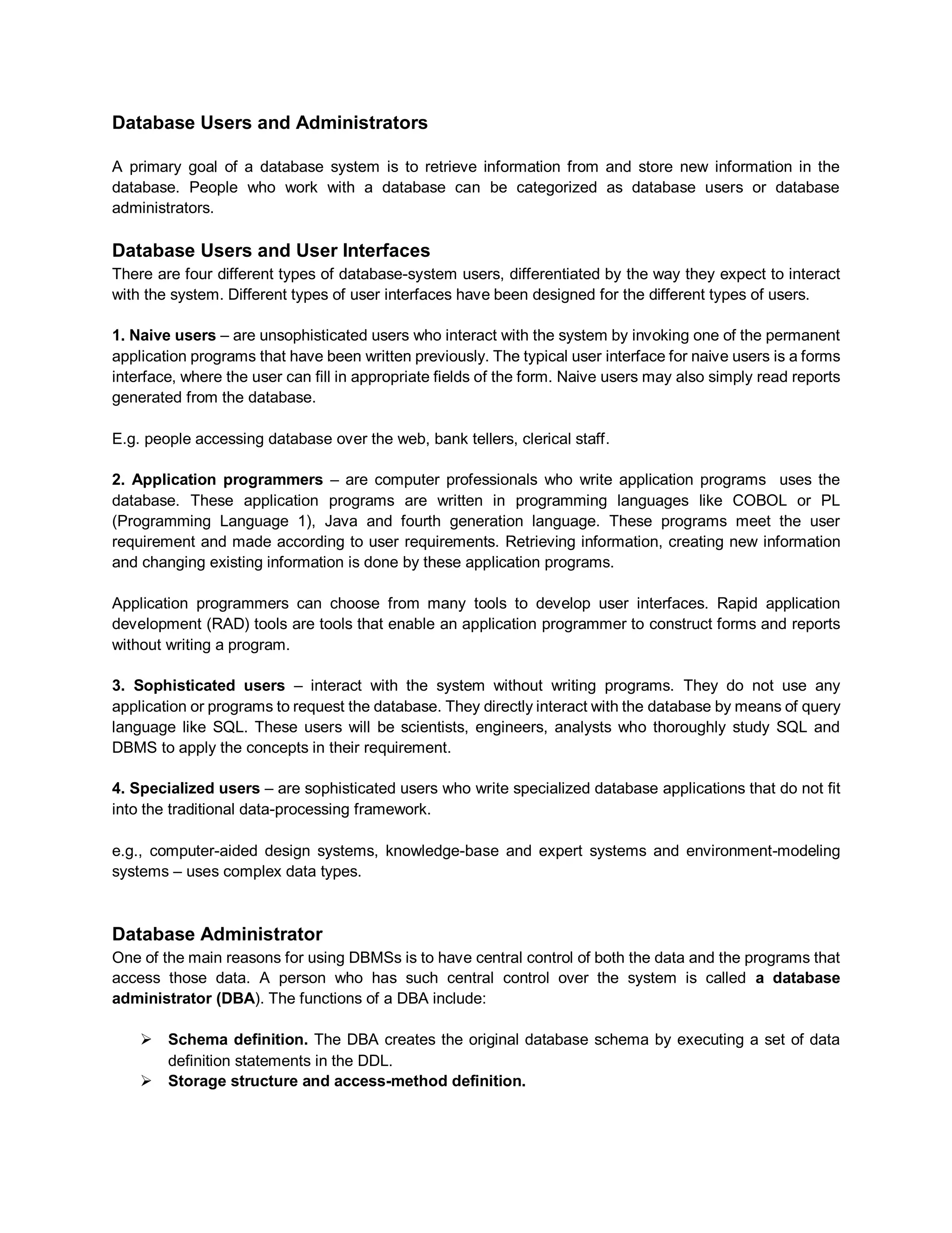 Database User and Administrator | PDF | Databases | Computer Software ...