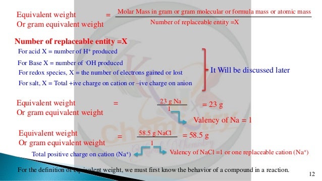 Lecture-04 Different Units of Concentration; Normality and Equivalent ...