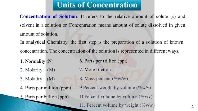Lecture-04 Different Units of Concentration; Normality and Equivalent ...