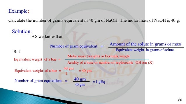 Lecture-04 Different Units of Concentration; Normality and Equivalent ...