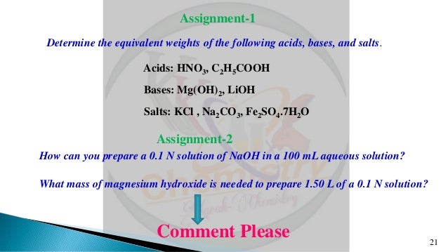 Lecture-04 Different Units of Concentration; Normality and Equivalent ...
