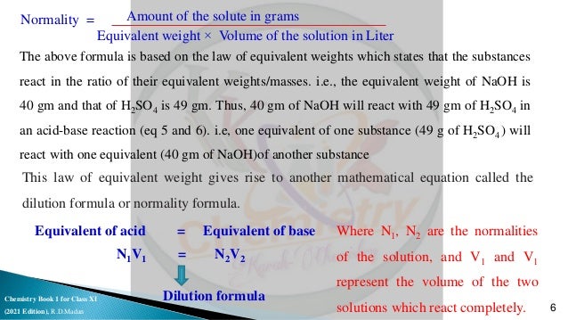 Lecture-04 Different Units of Concentration; Normality and Equivalent ...