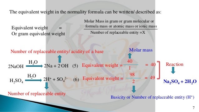 Lecture-04 Different Units of Concentration; Normality and Equivalent ...