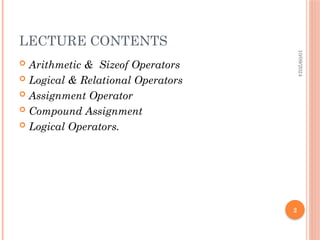 Lecture - Operators in C++ (Book: Tony Gaddis).pptx | Programming Languages | Computing