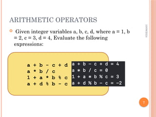Lecture - Operators in C++ (Book: Tony Gaddis).pptx | Programming Languages | Computing