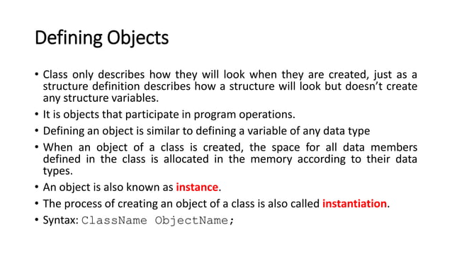 [OOP - Lec 06] Classes and Objects | PPTX | Programming Languages ...