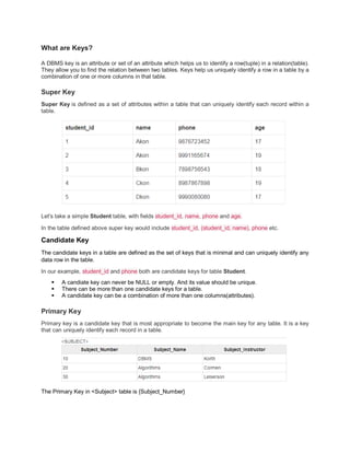 Keys in Database | PDF