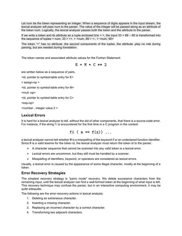 Token, Pattern and Lexeme | PDF