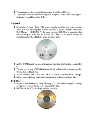 Secondary storage devices of computer | PDF