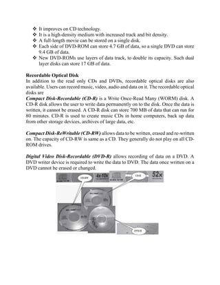 Secondary storage devices of computer | PDF