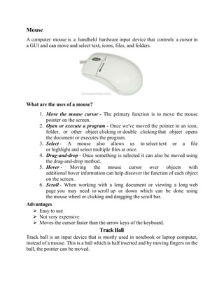 Input devices of computer | PDF