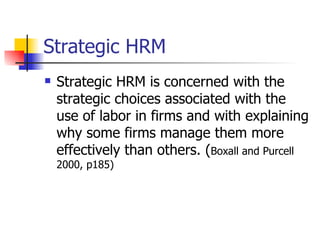 Lecture 1 & 2 Strategic Hrm 2006 | PPT