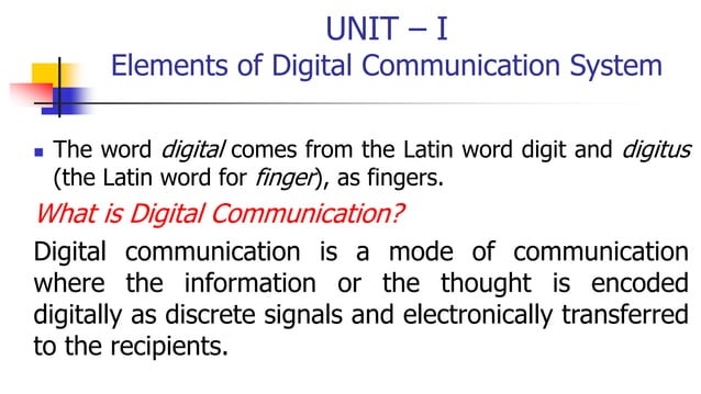 UNIT-1 Elements of Digital Communication | PPTX | Digital Audio ...