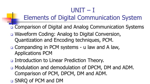UNIT-1 Elements of Digital Communication | PPTX | Digital Audio | Computer Software and Applications