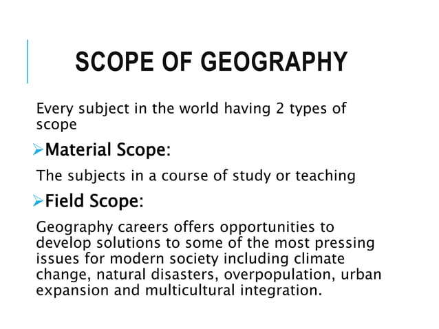 Definition, scope & purpose of Geography | PPT | Geography | Science