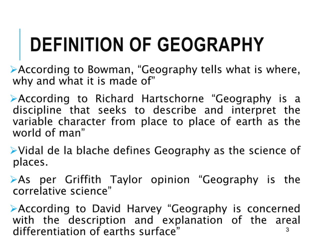 Definition, scope & purpose of Geography | PPT | Geography | Science