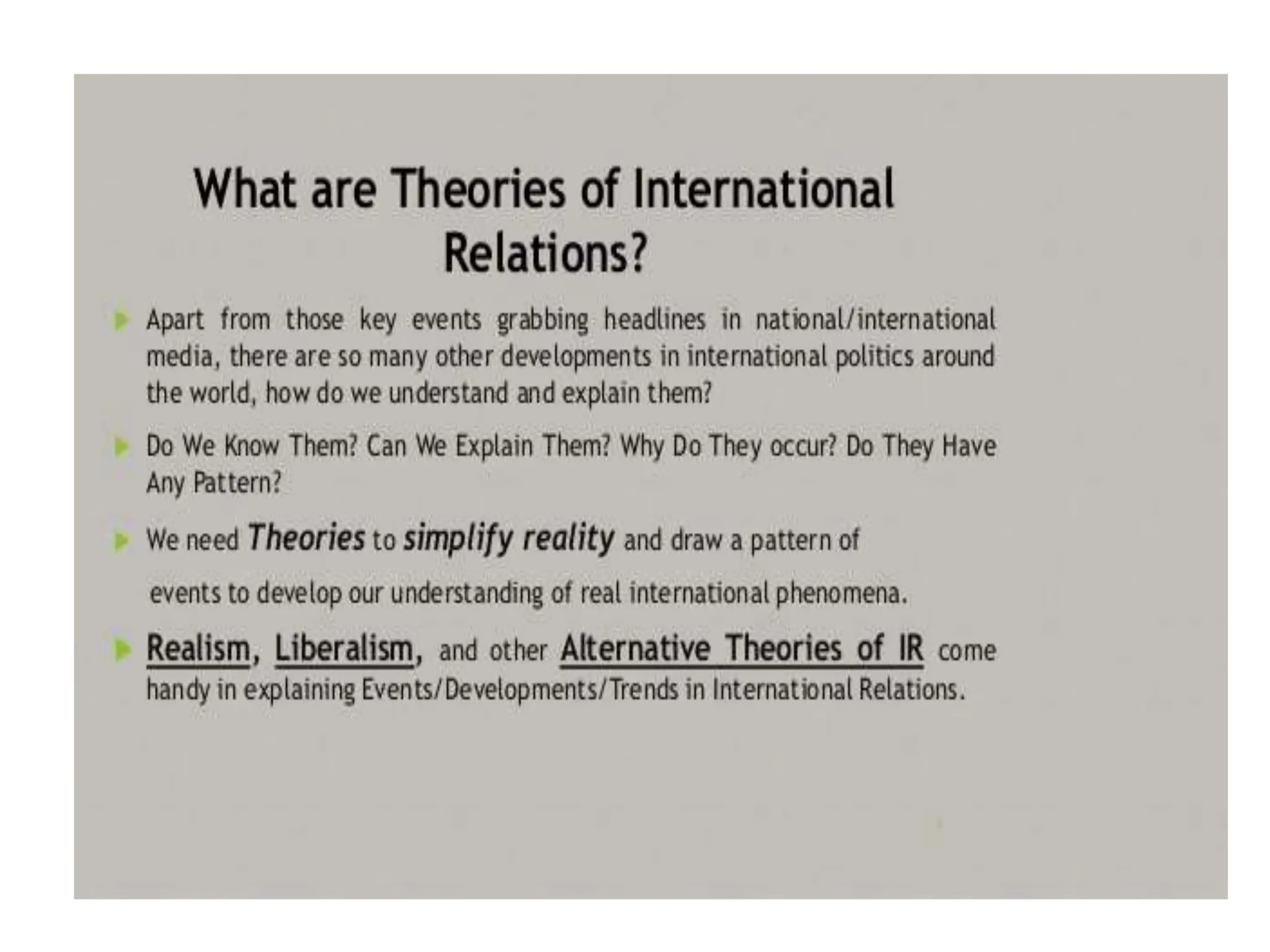 Theories of International Relations and it's details | PPTX