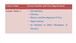 Introduction to For gen&Tree Improvement | PPT