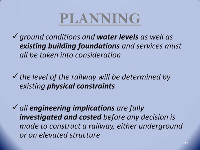 Planning Principles Railway Engineering | PPTX