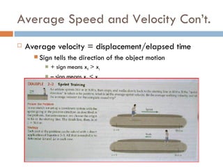 Lecture 1 Position, Distance, Displacement; Average Speed And Velocity ...
