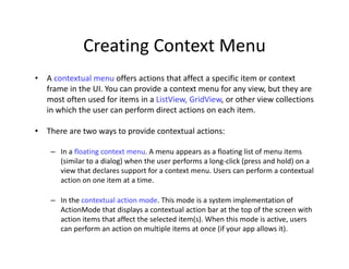 Lecture-10-Menus.pdf of Mobile Application Development | PPT