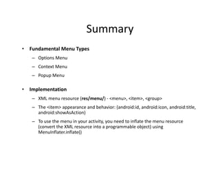 Lecture-10-Menus.pdf of Mobile Application Development | PPT
